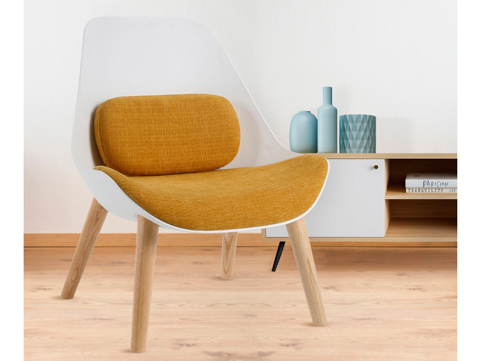 Butaca Moderna Blanca y Mostaza | Muebles Valencia